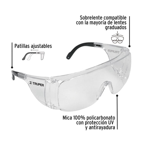 Lentes de sobreponer mica transparente Safe 14308 Truper Pieza ...